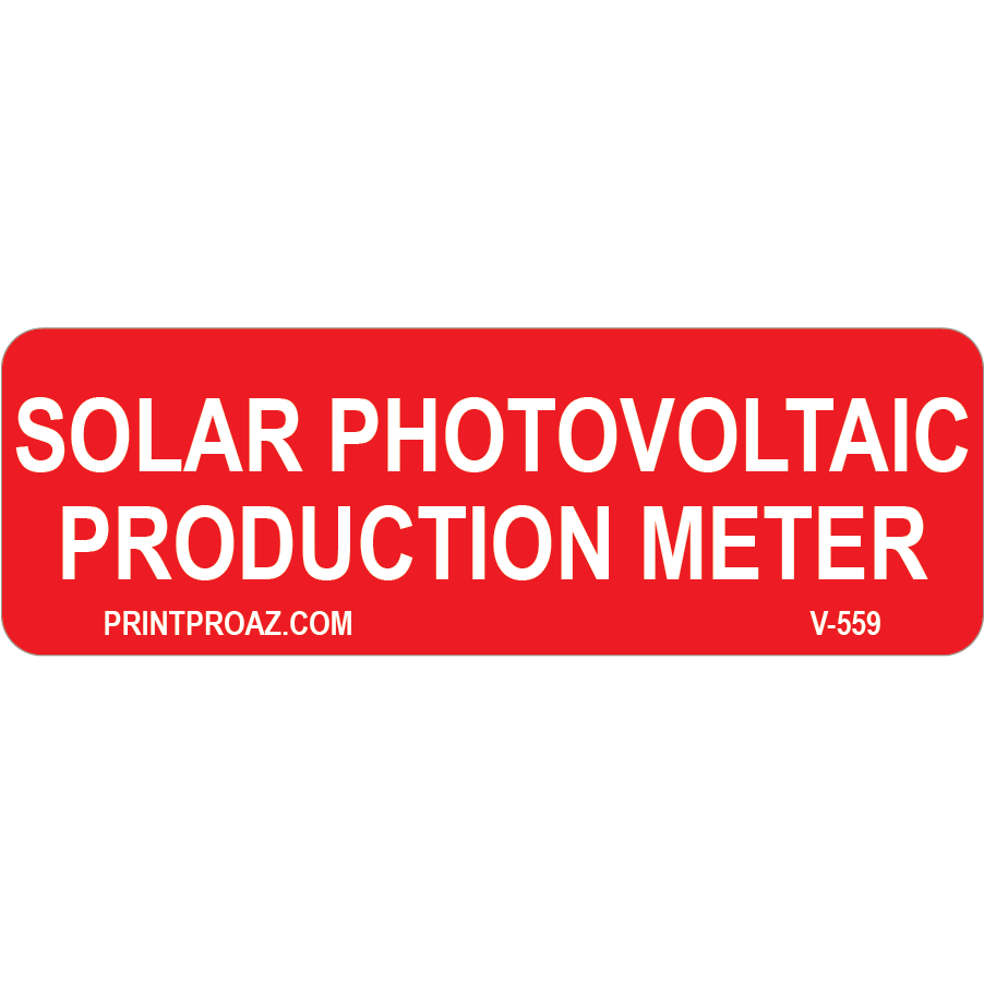 Solar PV Production Meter, Decal Solar | NEC Solar Label