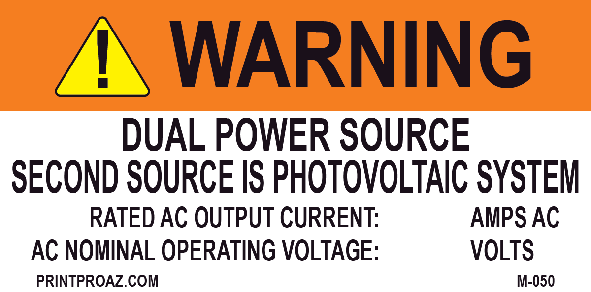 2X4 Aluminum Warning Dual Power Source M-050