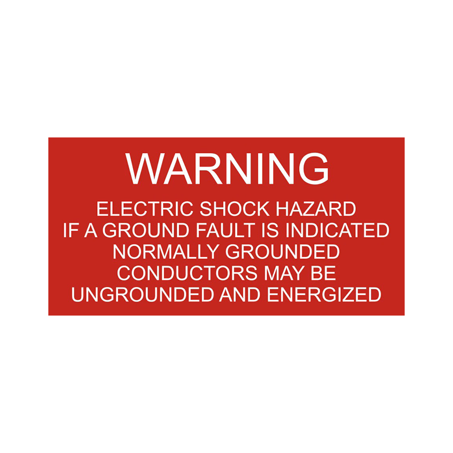 3x1.5 Warning Electric Shock Hazard, Plastic Solar Labels, PV-017
