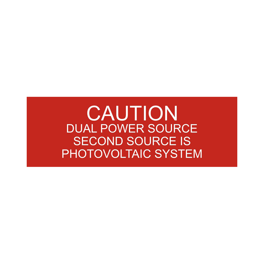 3x1 Caution Dual Power Source, Plastic Solar Labels, PV-005