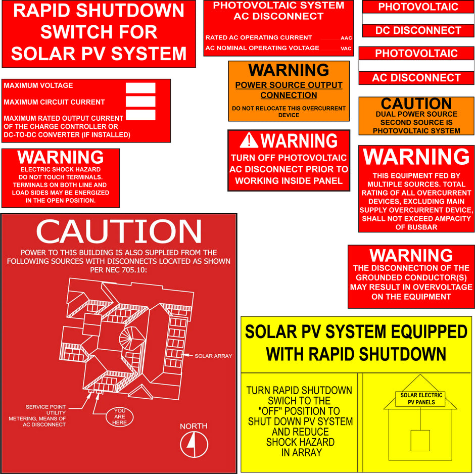 Sign and labels for Electrician, Solar, Pipe marking and much more